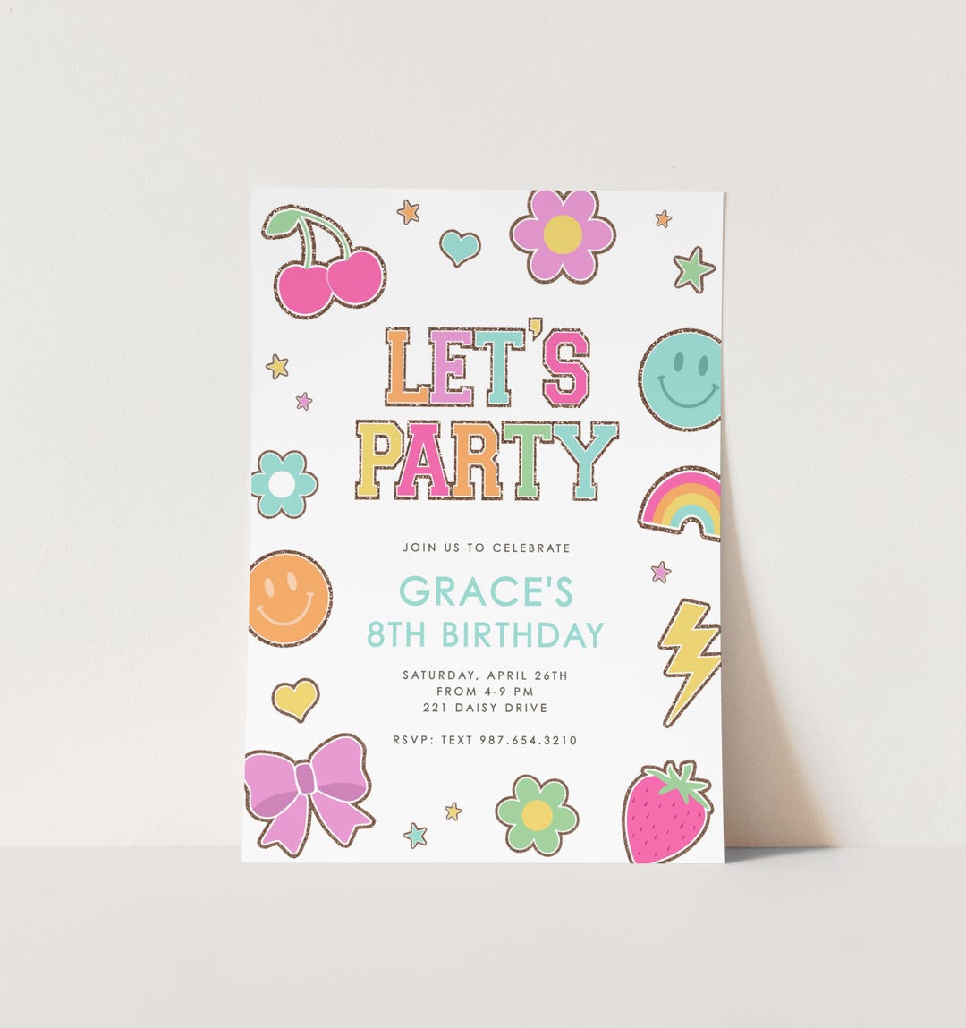 Editable Patch Birthday Invitation Template: Instant Download - Etsy
