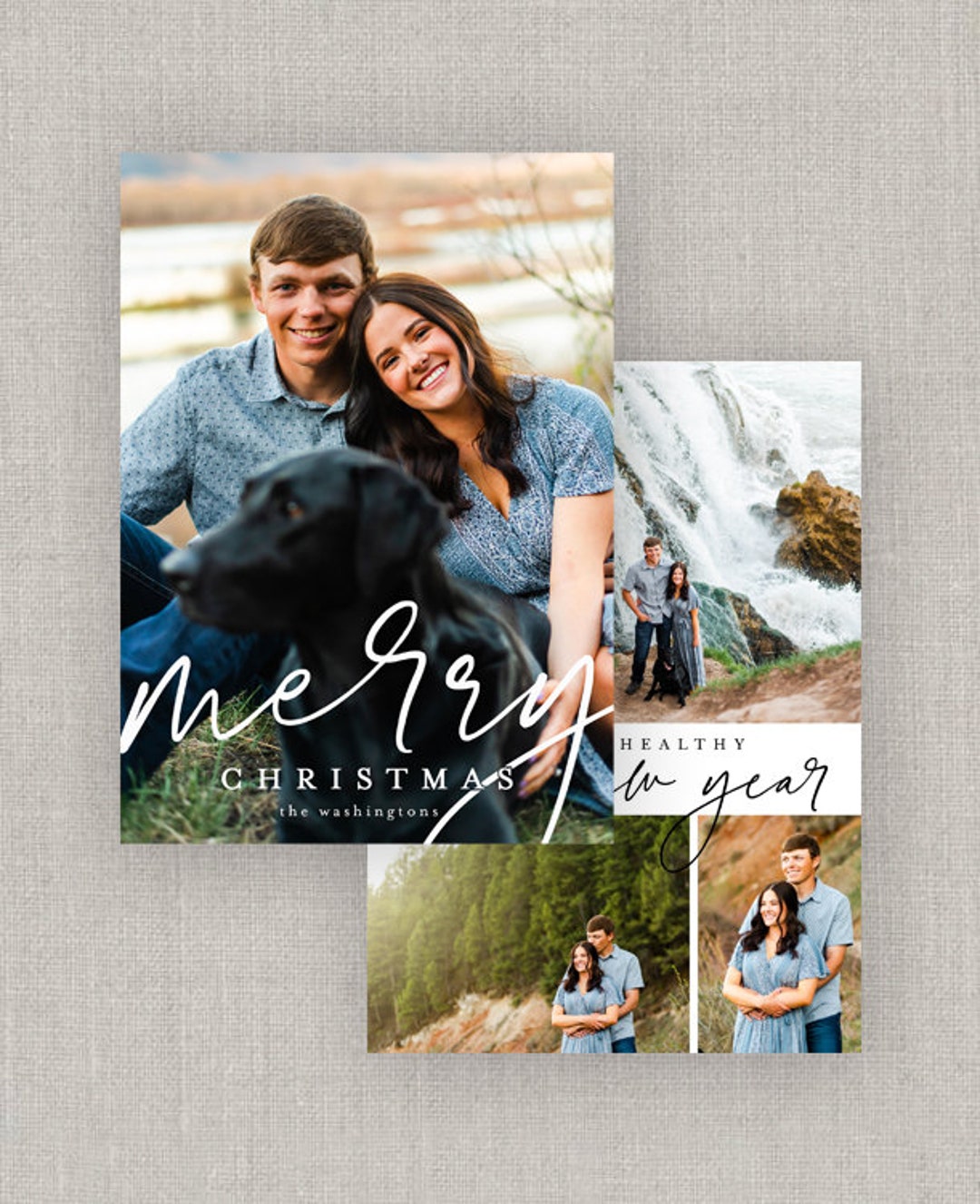 Editable Merry Script Christmas Card Template: Instant Download - Etsy