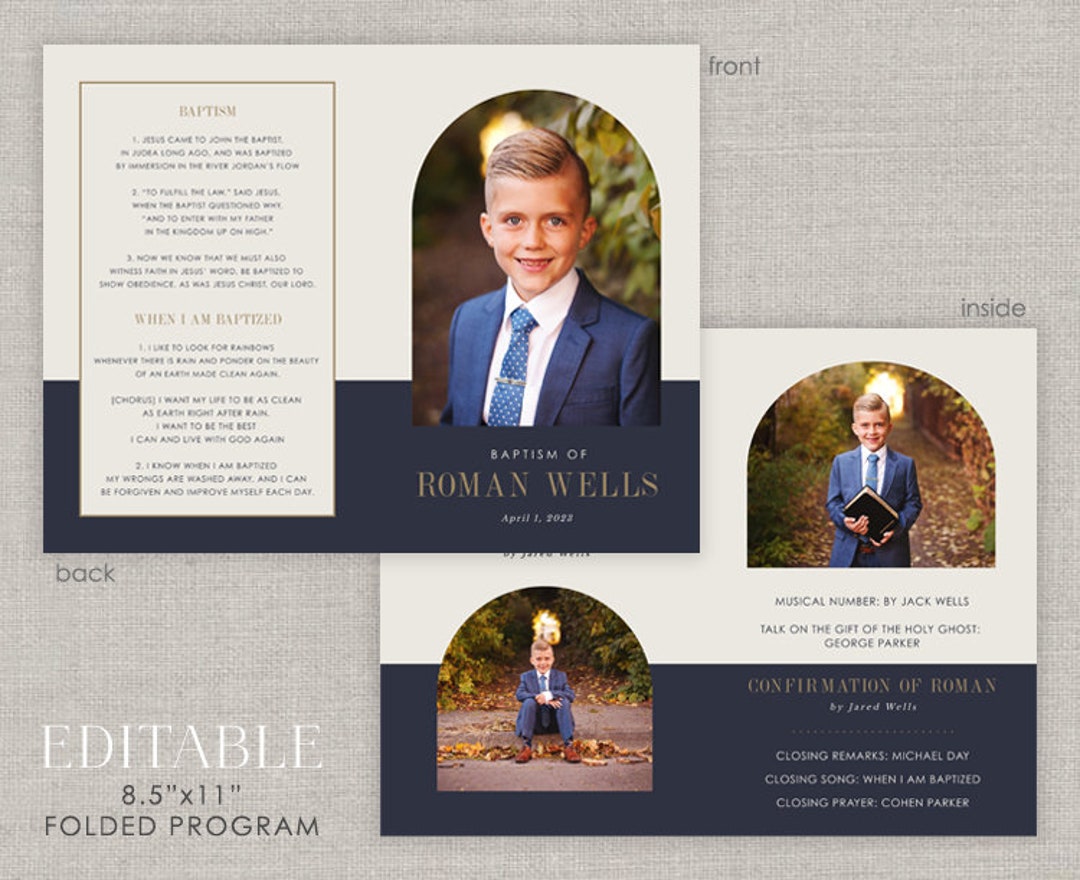 Editable Roman LDS Baptism Folded Program Template: Instant Download - Etsy