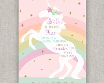 Editable Pastel Unicorn Birthday Invitation Template: Instant Download ...