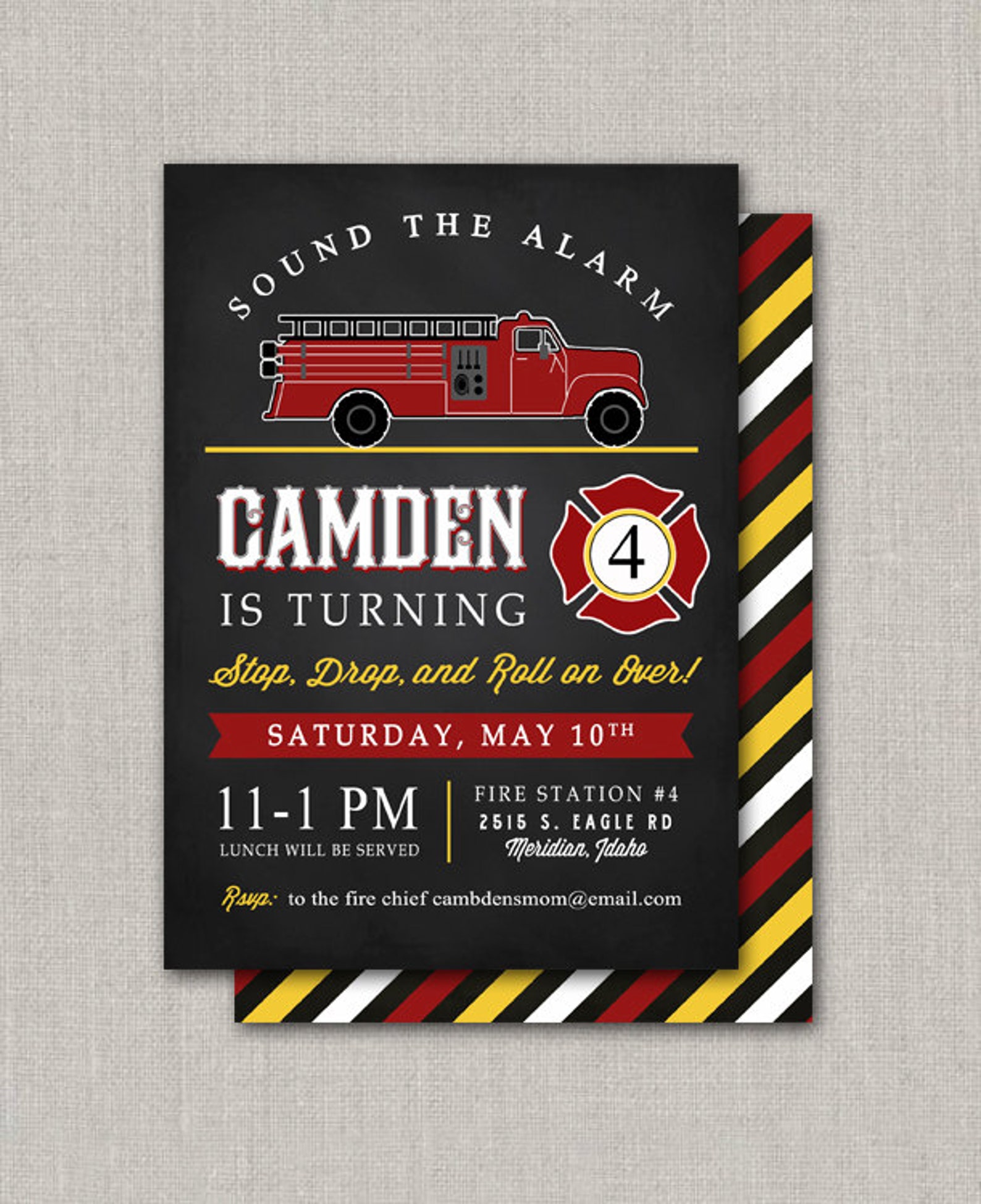 Fire Truck Birthday Invitation - Etsy