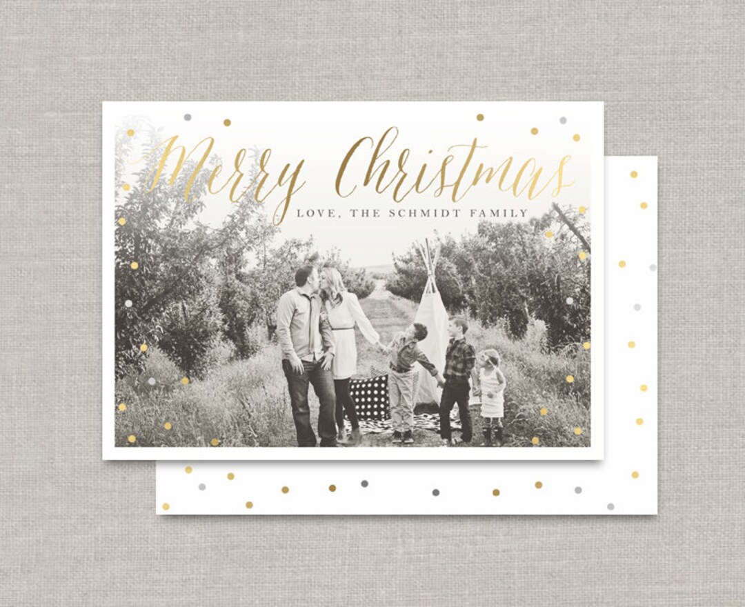 Metallic Christmas Card Template for Photoshop: Instant Download - Etsy