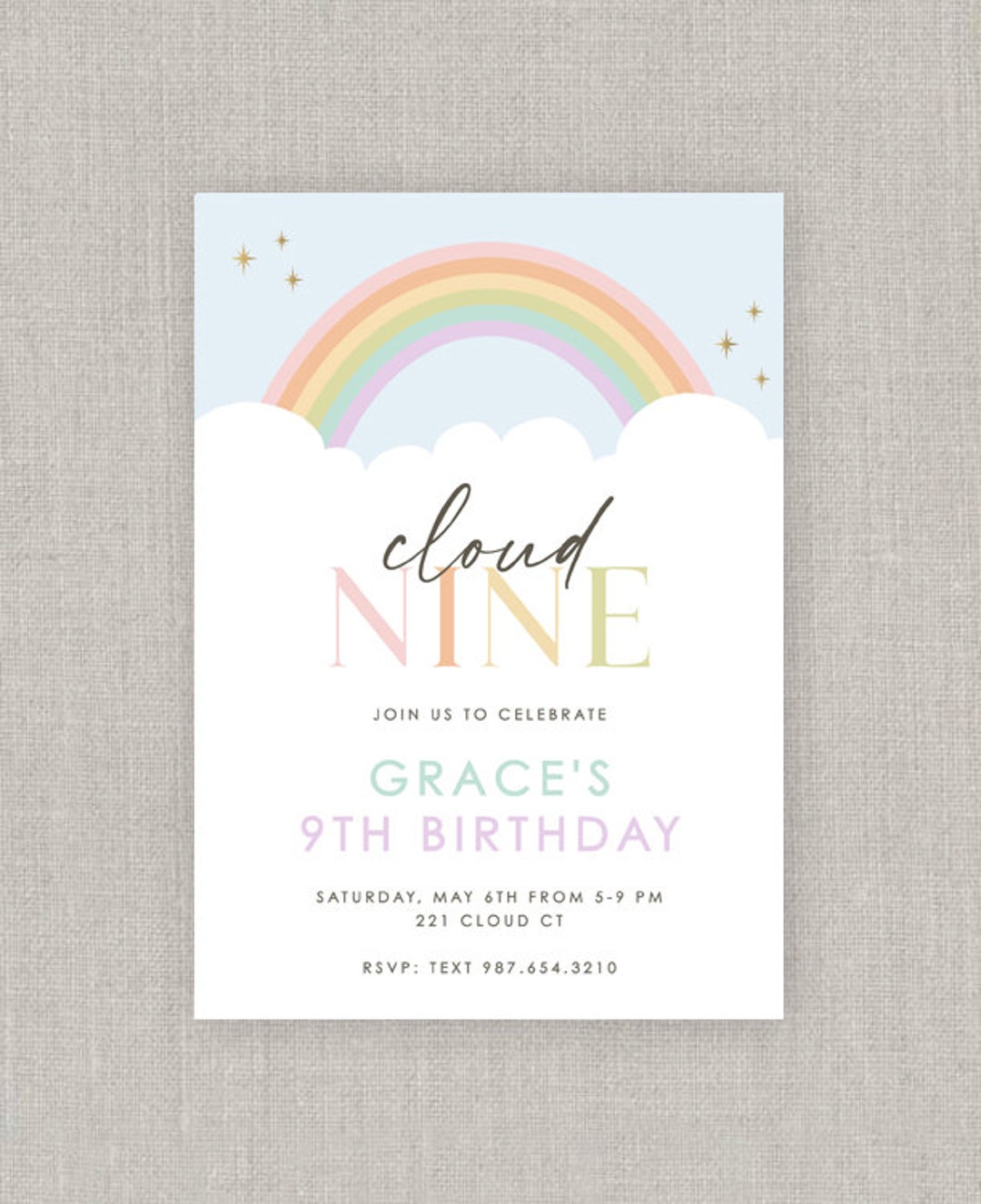 Editable Cloud Nine Birthday Invitation Template: Instant Download - Etsy
