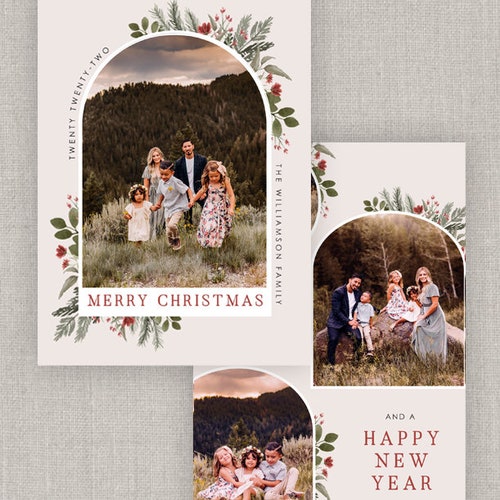 Christmas Script Card Template for Photoshop: Instant Download - Etsy