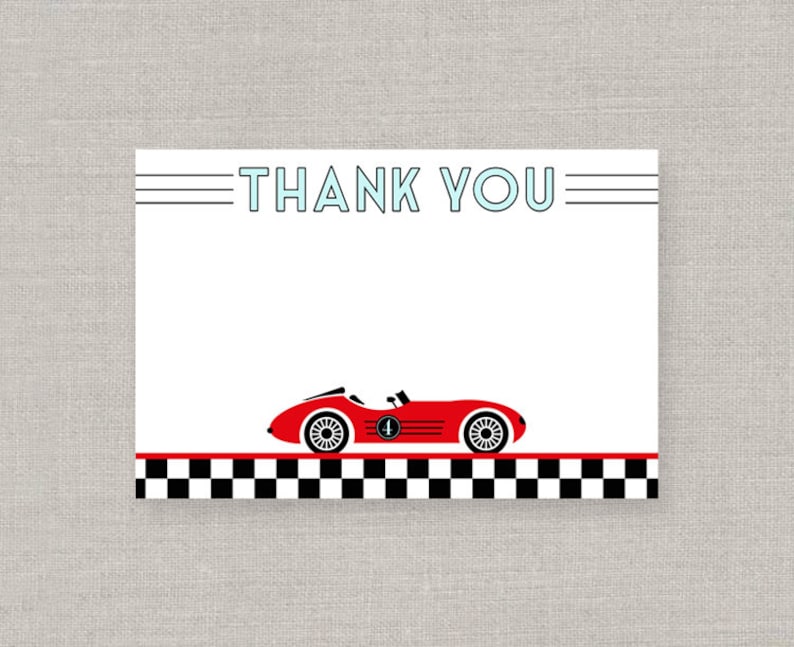 Race Car Thank You: Instant Download - Etsy