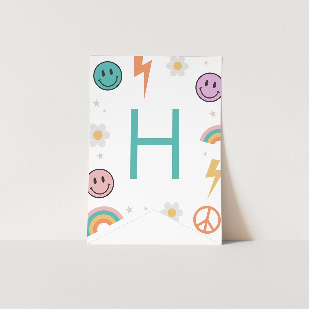 Editable Happy Face Birthday Banner Template: Instant Download - Etsy