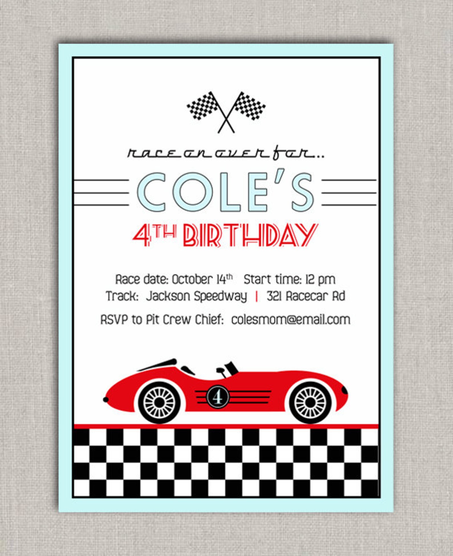 Editable Race Car Birthday Invitation Template: Instant | Etsy