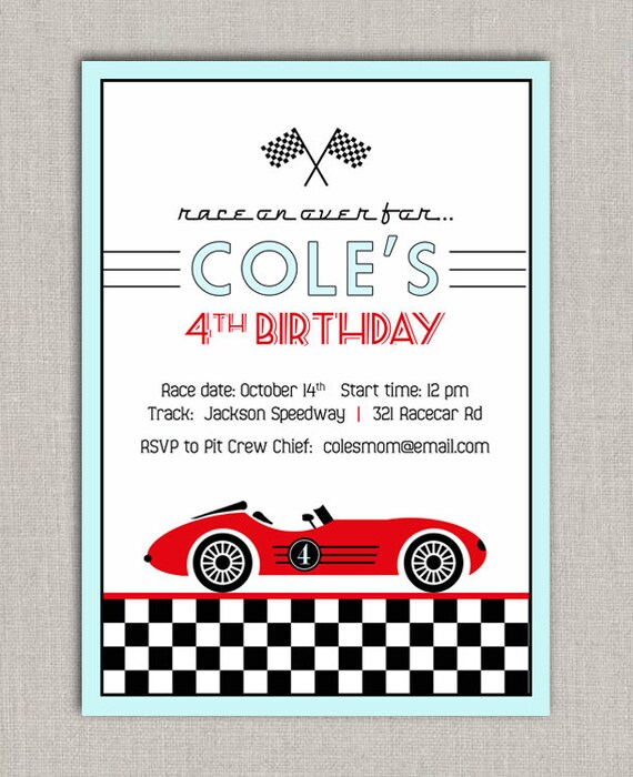 Editable Race Car Birthday Invitation Template Instant Download 