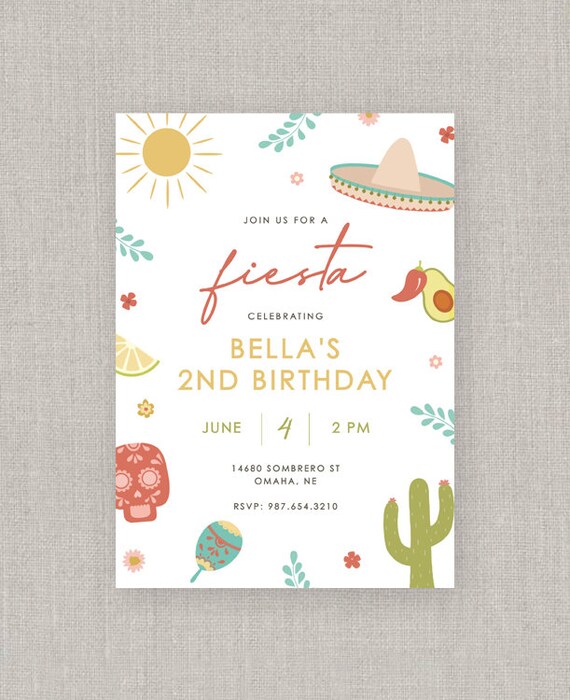Editable Fiesta Birthday Invitation Template: Instant Download - Etsy