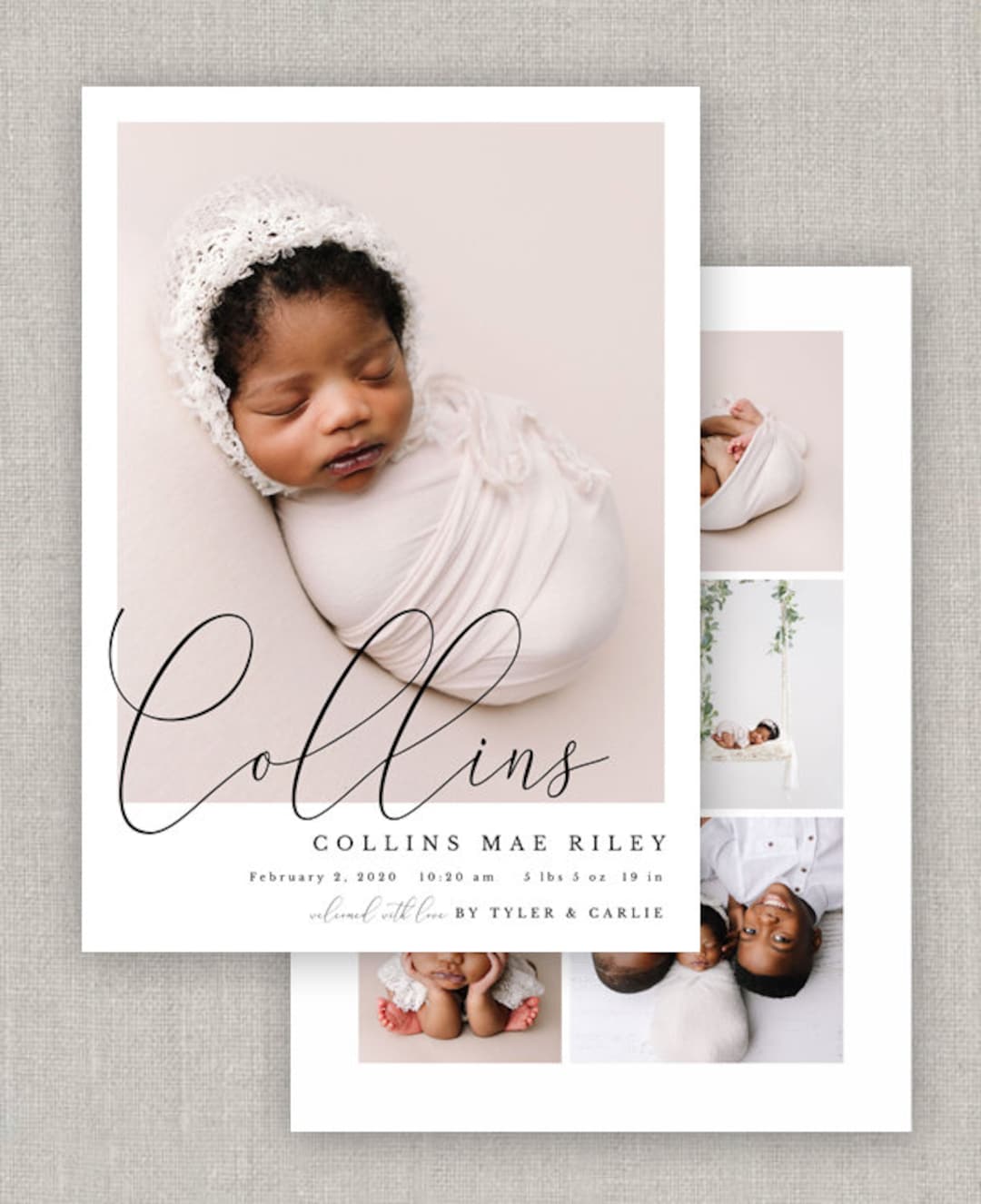 Editable Baby Girl Collins Birth Announcement Template: Instant ...