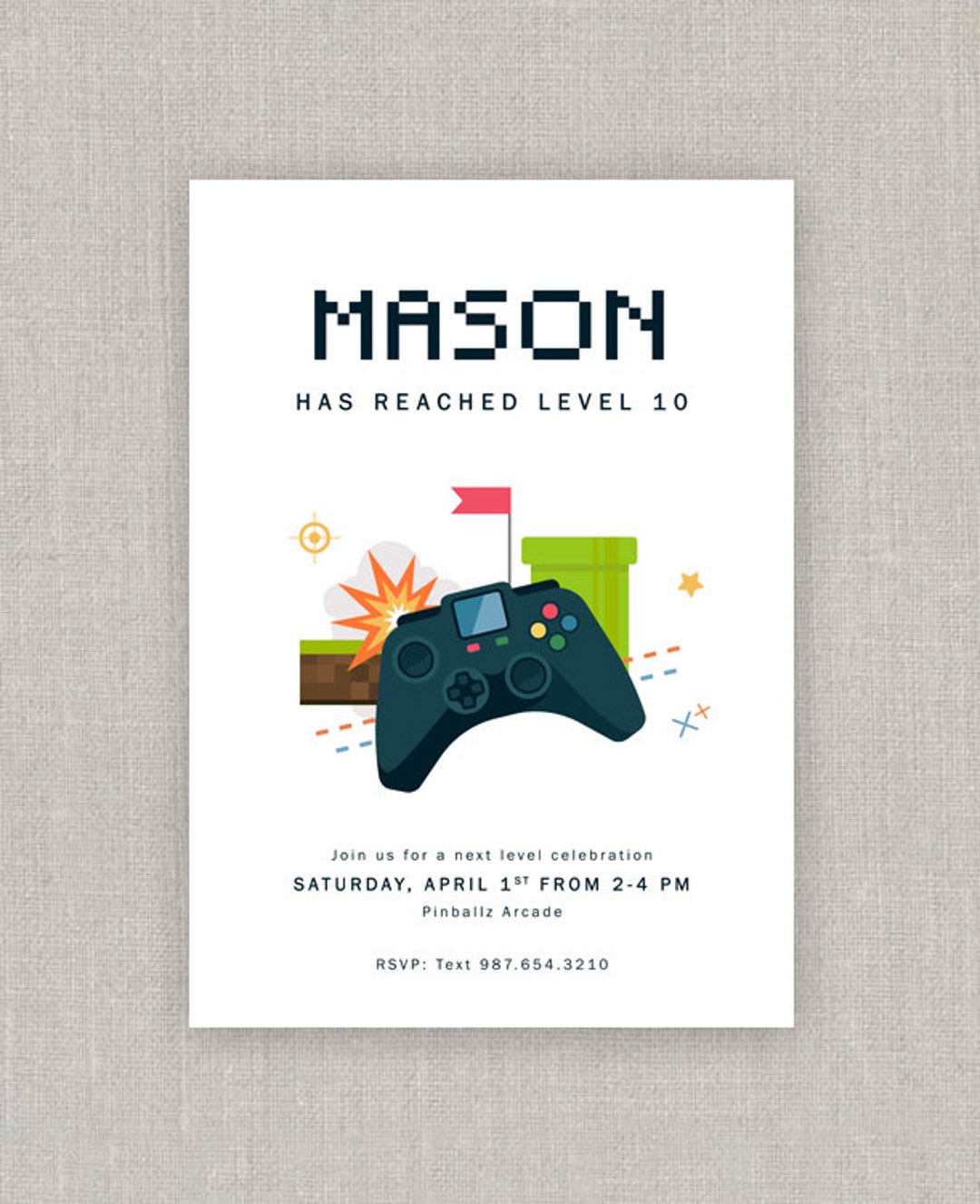 Editable Level up Video Game Birthday Invitation Template: Instant ...