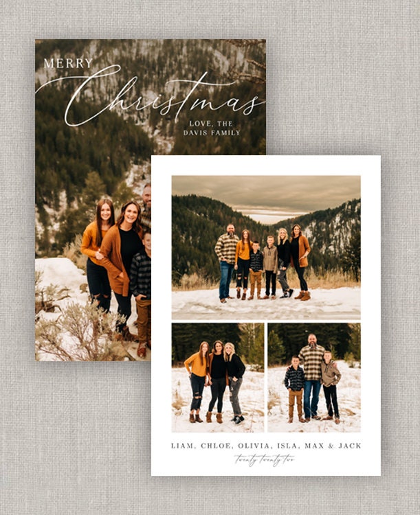 Christmas Script Card Template for Photoshop: Instant Download - Etsy