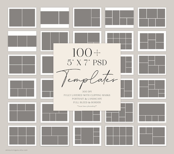 5x7 Photoshop Collage Templates: Instant Download - Etsy