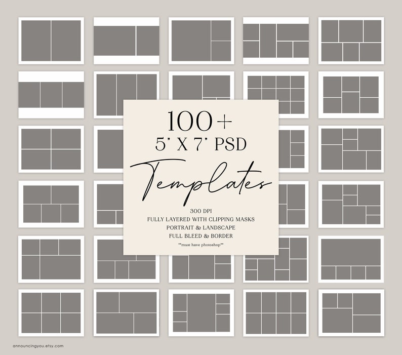 5x7 Photoshop Collage Templates: Instant Download - Etsy