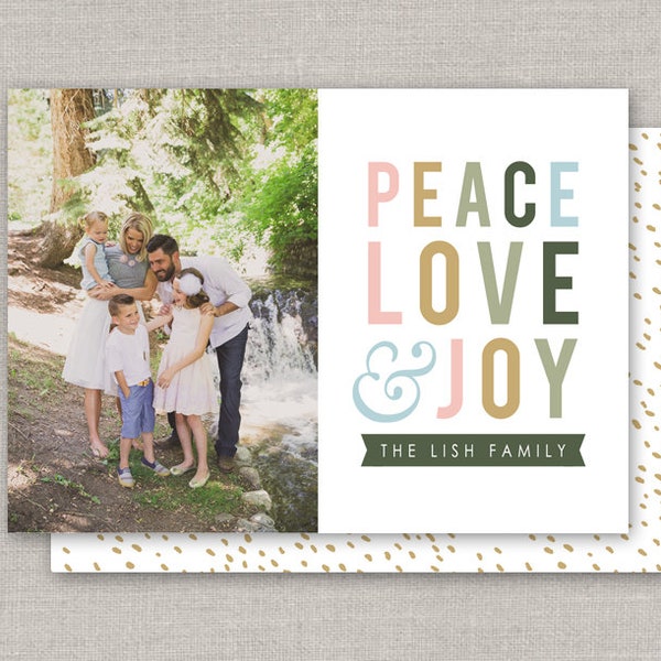 Peace and Joy Photo Card Template - Etsy