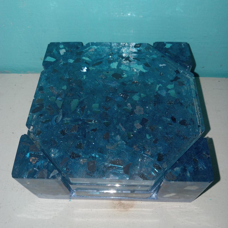 Blue Coaster Set - Etsy