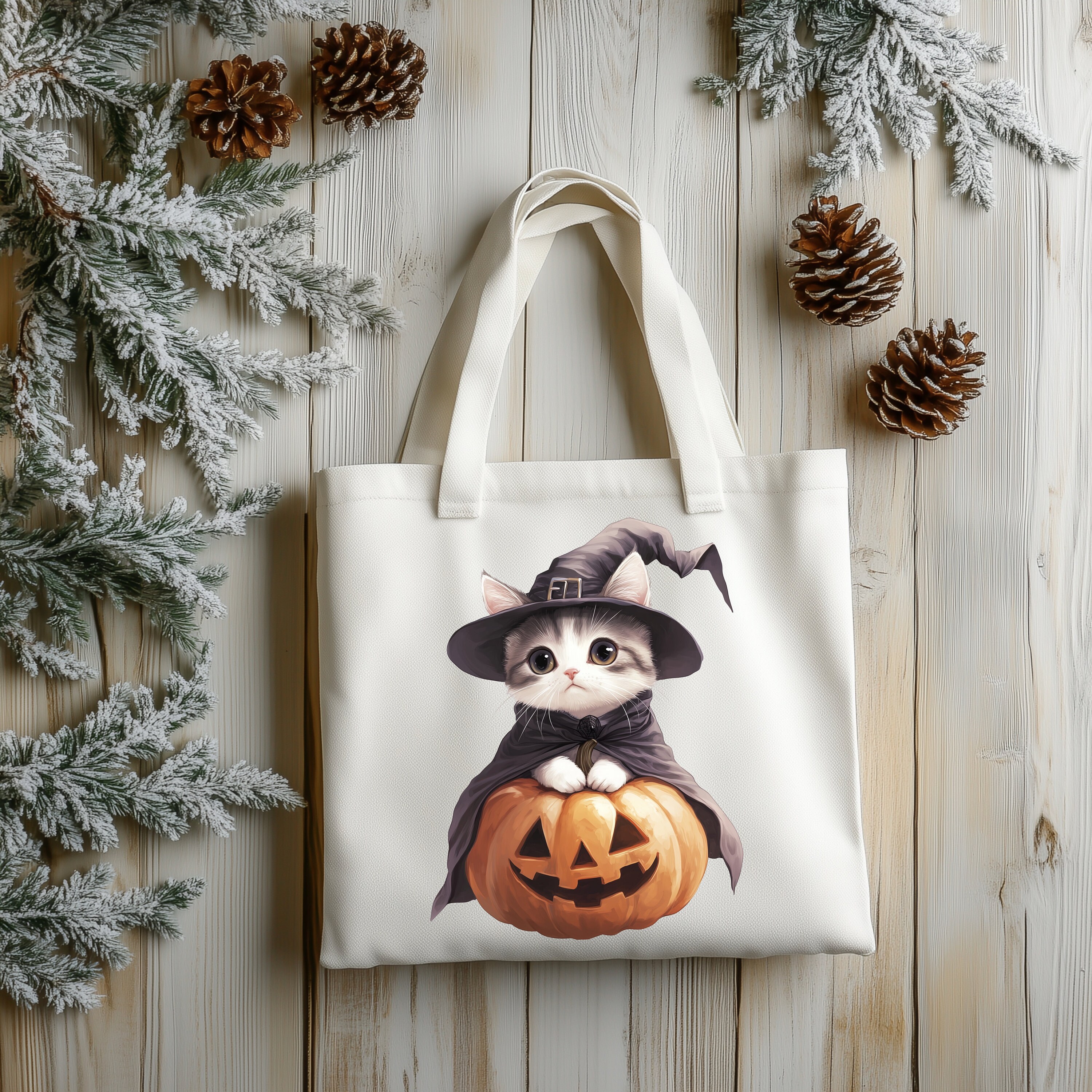 Cute Halloween Kitten Clipart, Witch Cat on Pumpkin, Adorable Cat With ...