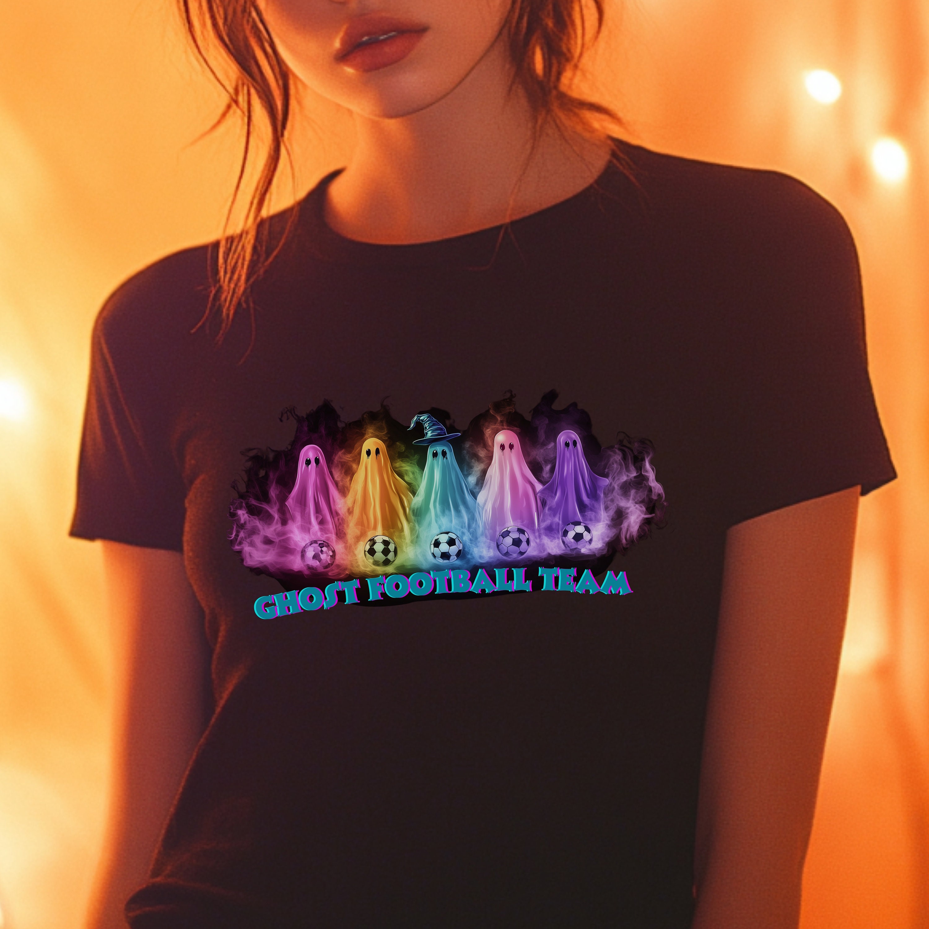 Ghost Football Team Clipart, Colorful Ghosts Playing Soccer Design ...