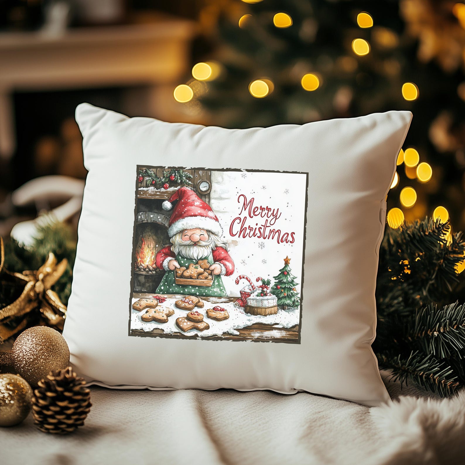 Santa's Christmas Baking Scene Png,cozy Kitchen With Gingerbread ...