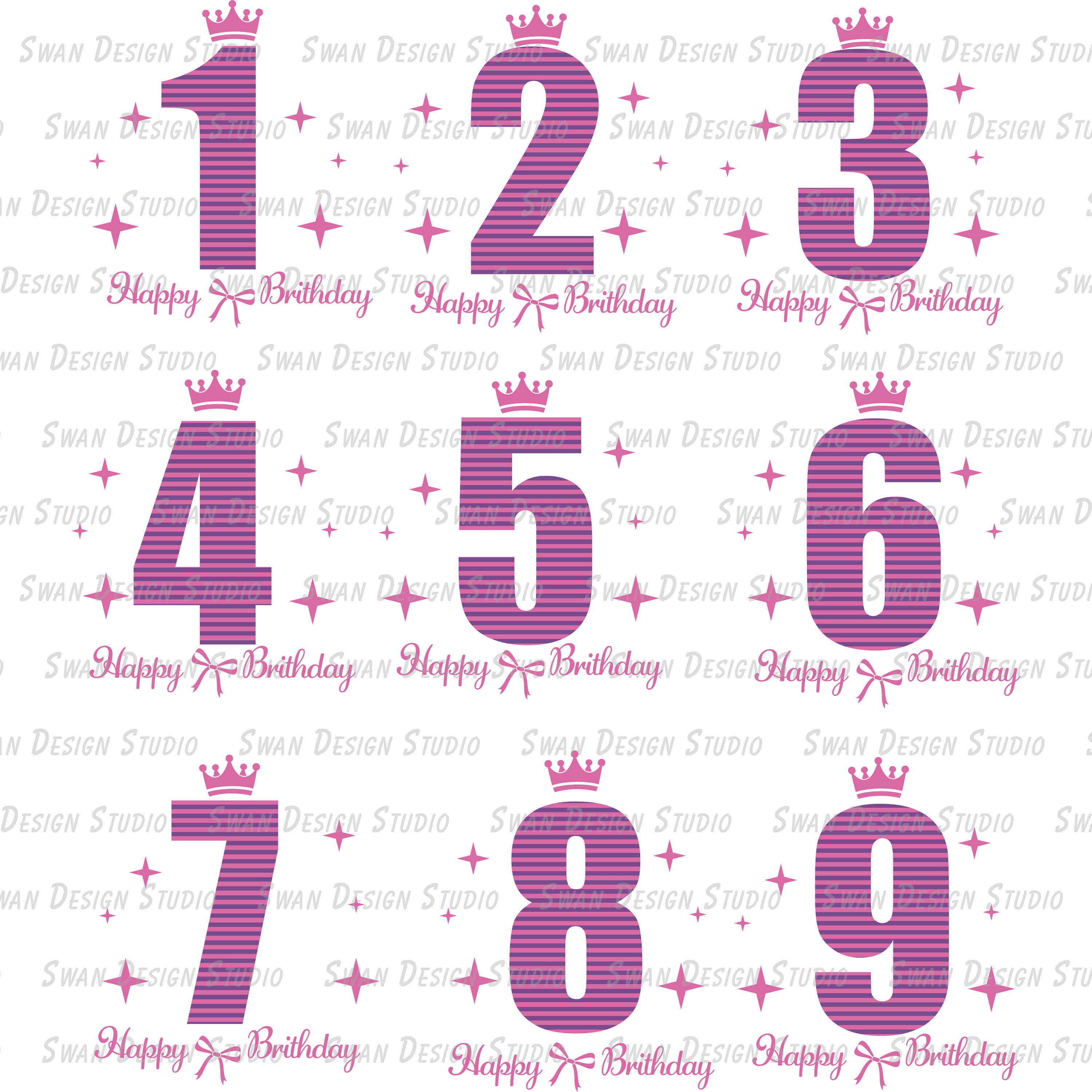 Pink Number,cute Numbers Svg Ai Png Jpg Pdf,birthday Number,0-9 Numbers ...