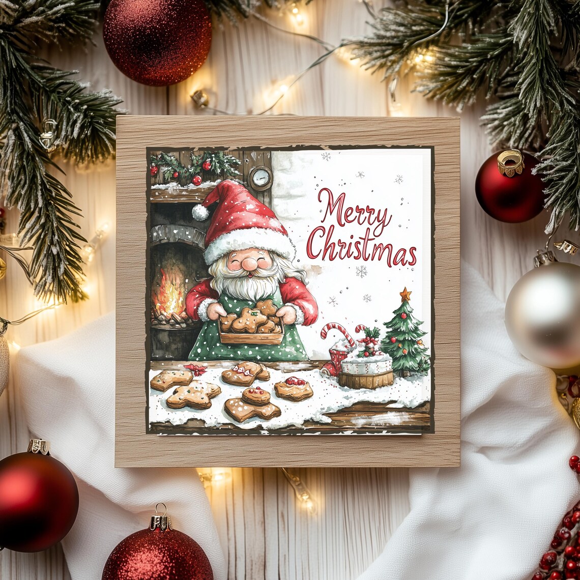Santa's Christmas Baking Scene Png,cozy Kitchen With Gingerbread ...