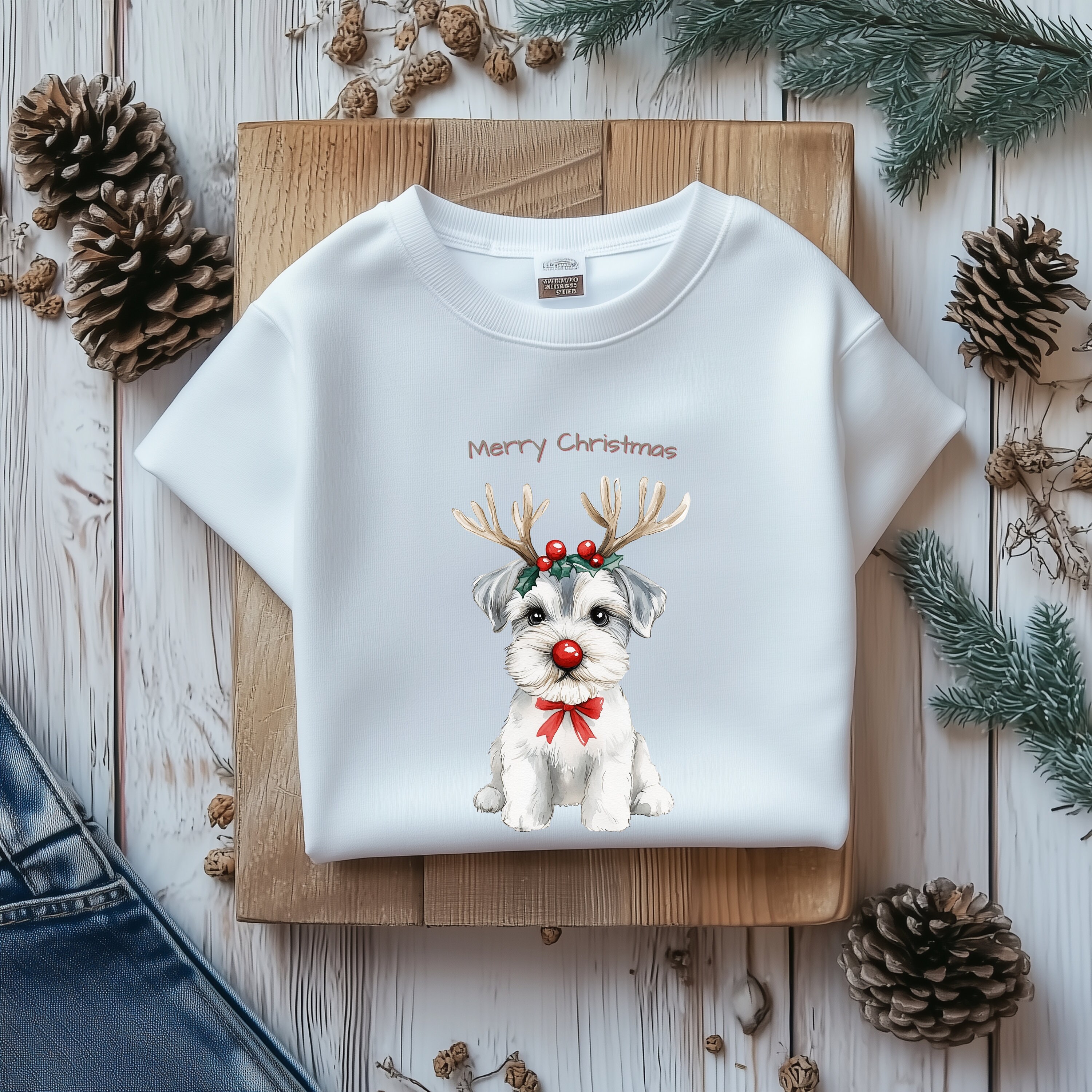 Miniature Schnauzer Puppy,merry Christmas Dog With Reindeer Antlers ...