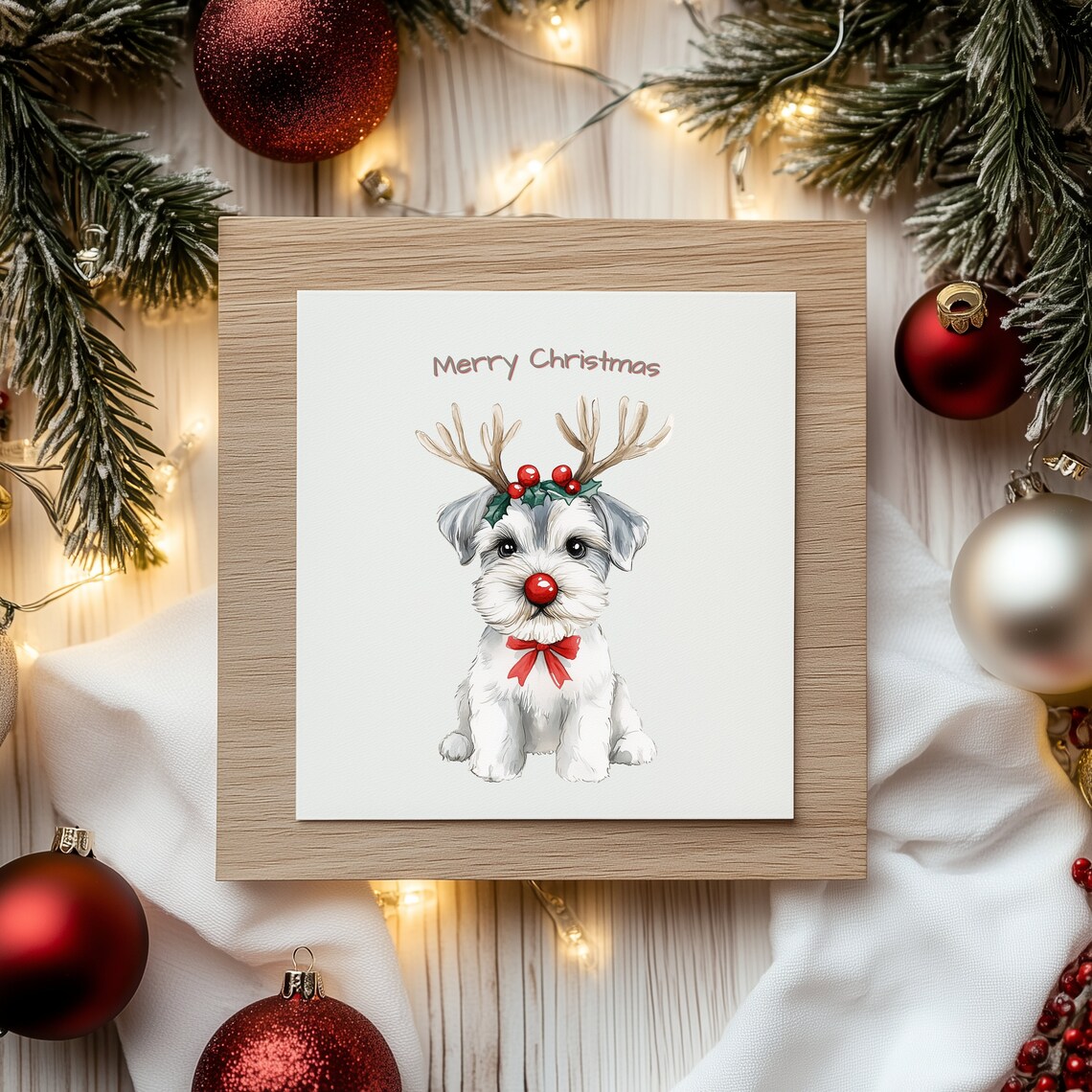 Miniature Schnauzer Puppy,merry Christmas Dog With Reindeer Antlers ...