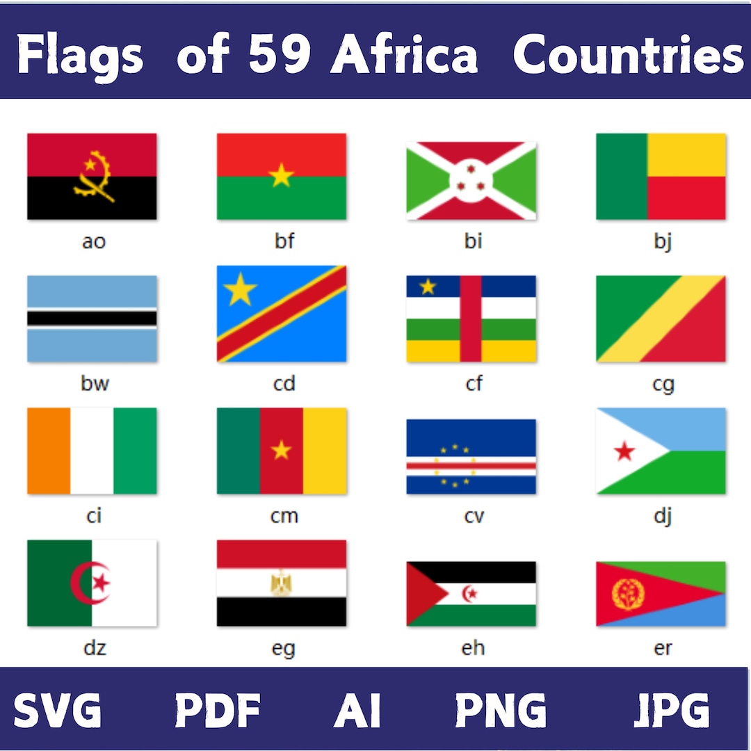 Africa Flags Bundle – 59 Country & Territory Flags | Svg, Png, Jpg, Pdf ...