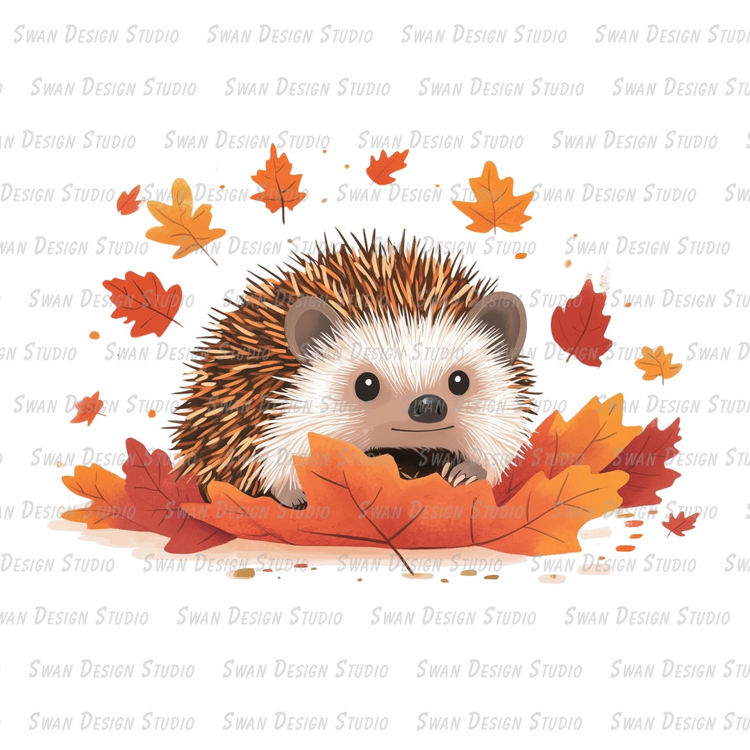 Cute Hedgehog,fall Png,falling Leaves,maple Leaves,autumn Design ...