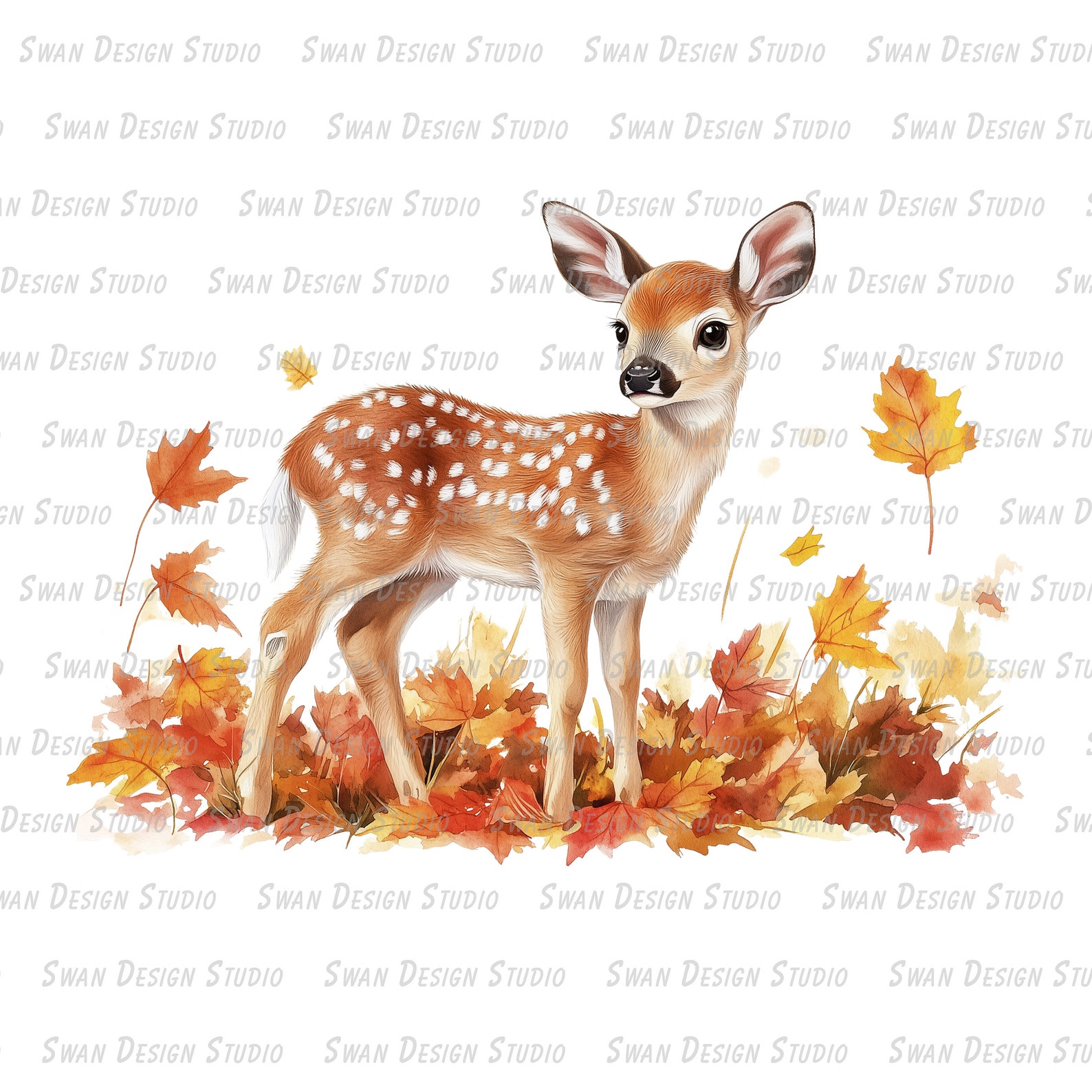 Cute Sika Deer，autumn Leaves，fall Png Svg,autumn Png Svg,autumn Design ...