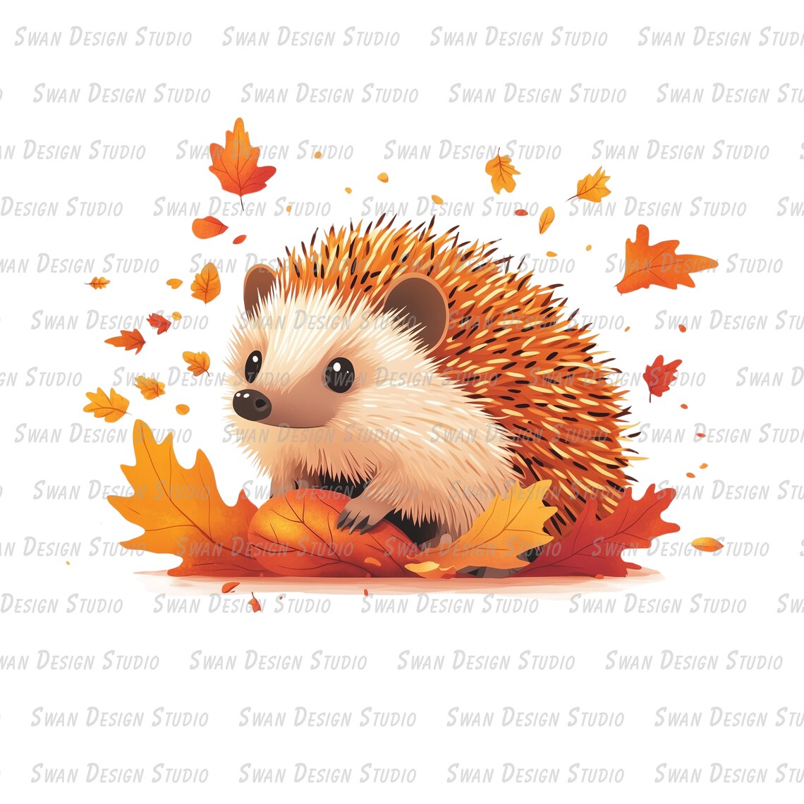 Cute Hedgehog,fall Png,falling Leaves,maple Leaves,autumn Design ...