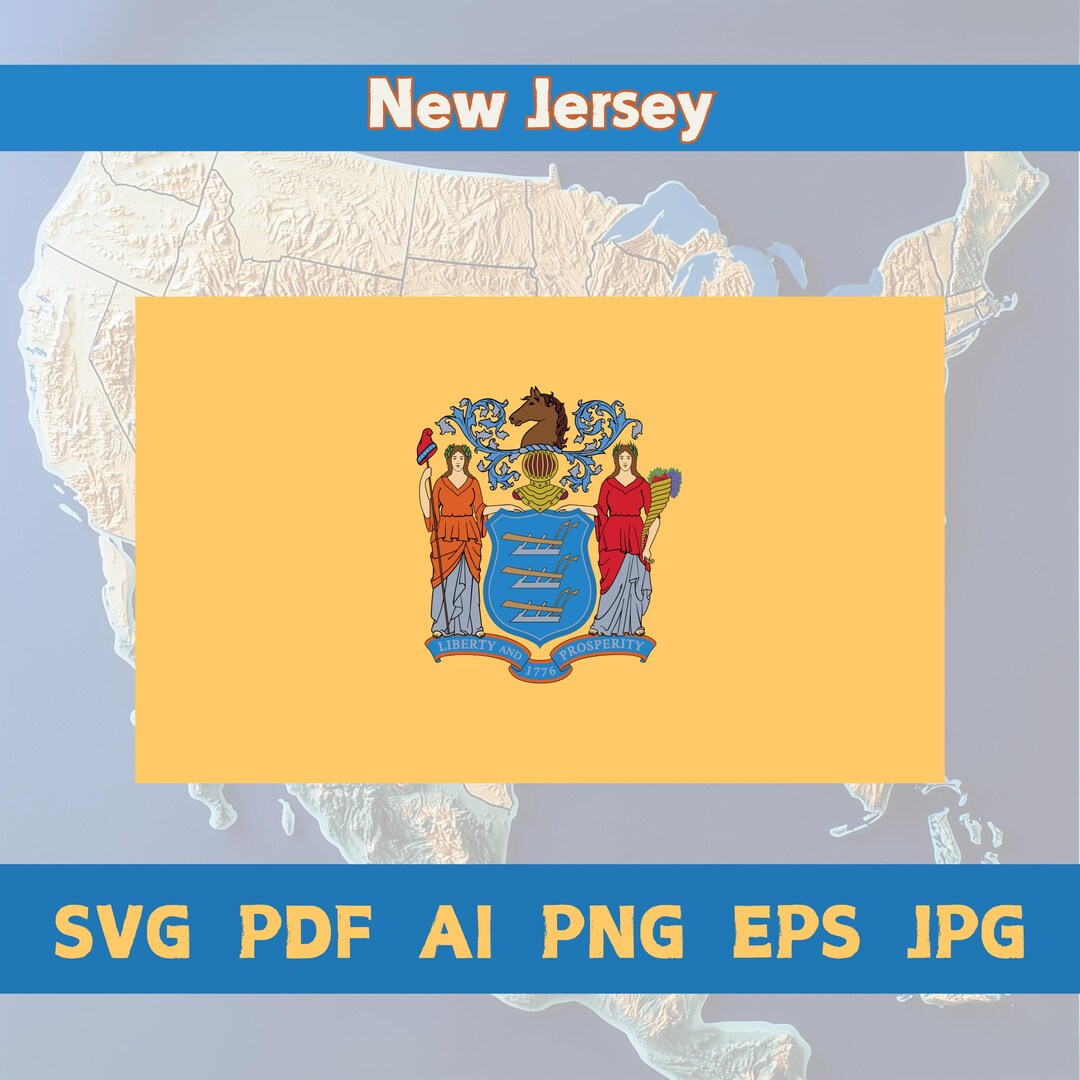 New Jersey State Flag and USA Flag Digital Bundle|high Quality Svg Png ...