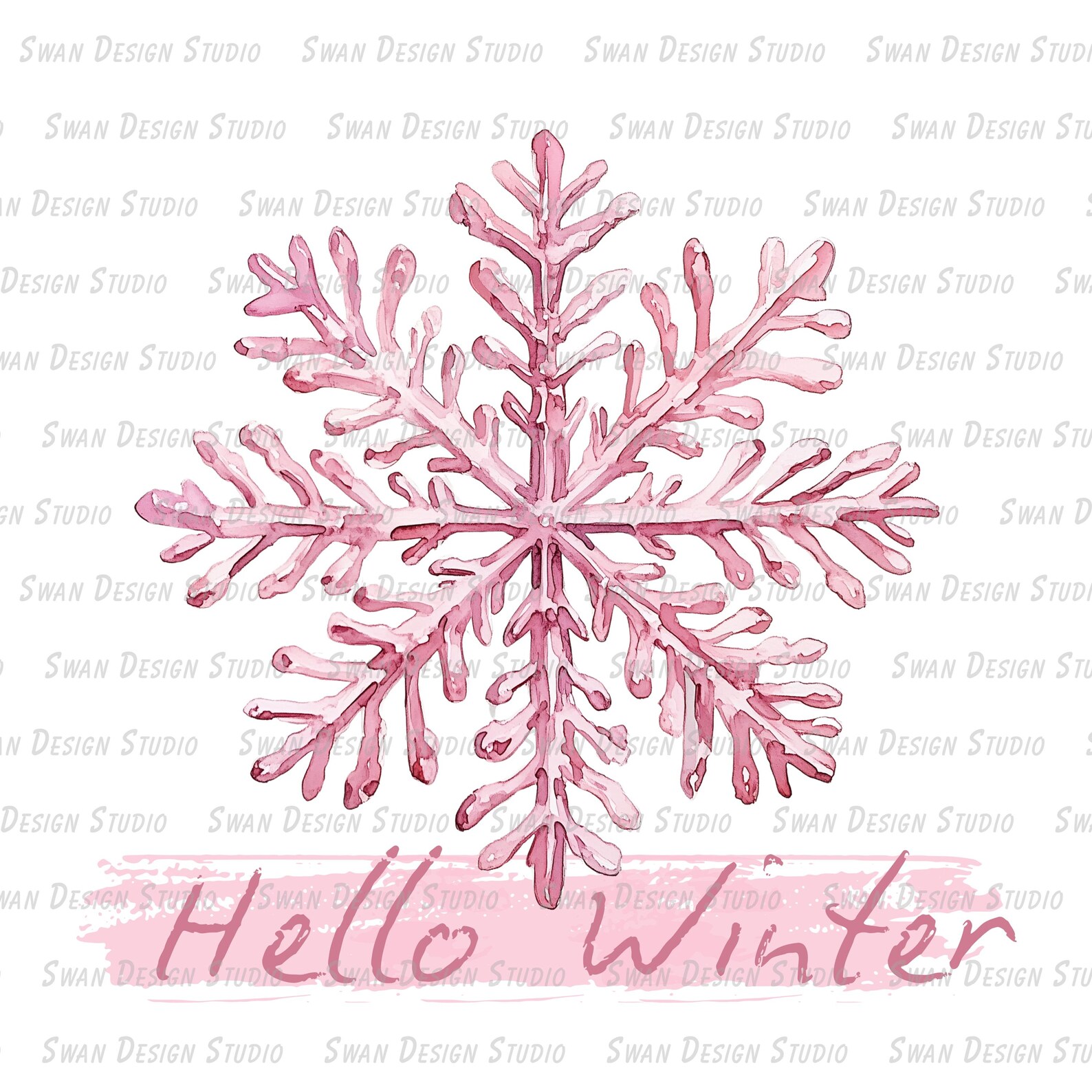 Pink Snowflake Digital Clipart, "hello Winter" PNG, SVG Download ...
