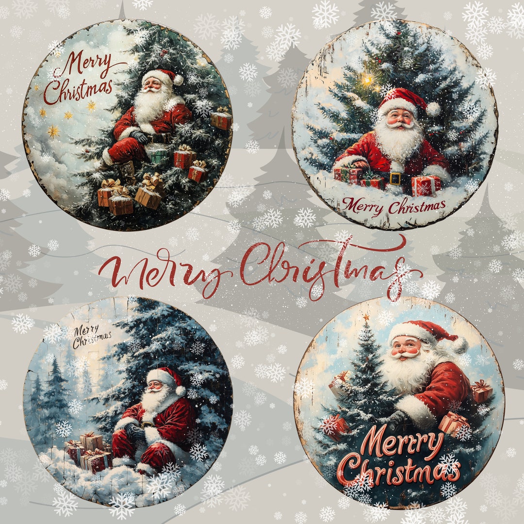 Retro Santa Claus Circle Pattern PNG Svg,retro Christmas Png, Tis the ...