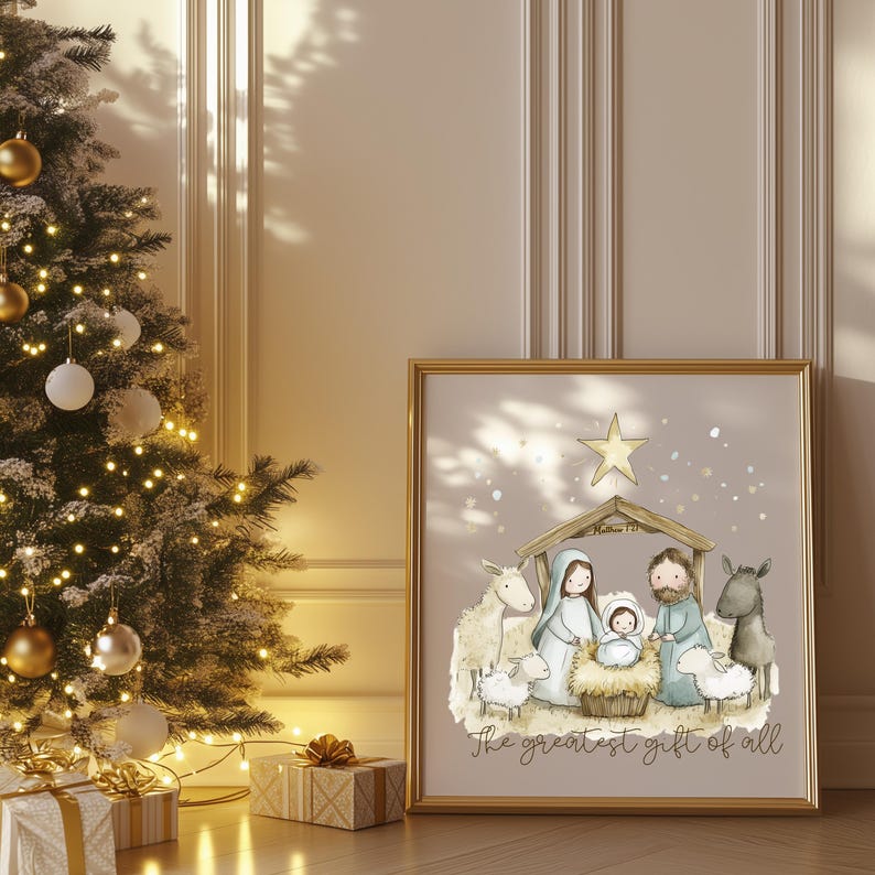 Greatest Gift of All PNG, Hand Drawn Nativity Scene Design, Christian ...