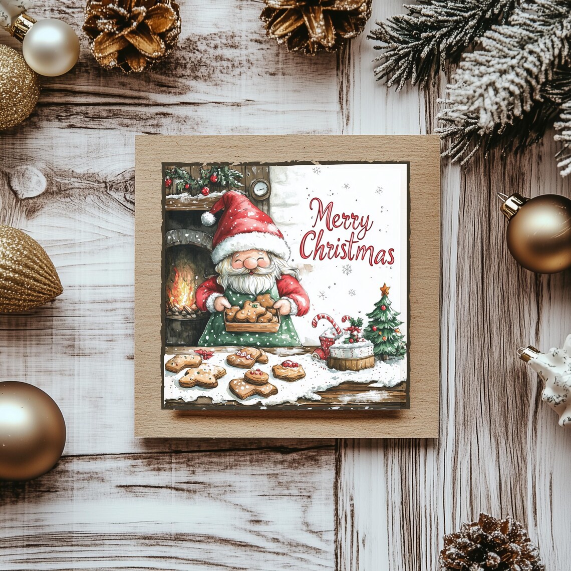 Santa's Christmas Baking Scene Png,cozy Kitchen With Gingerbread ...