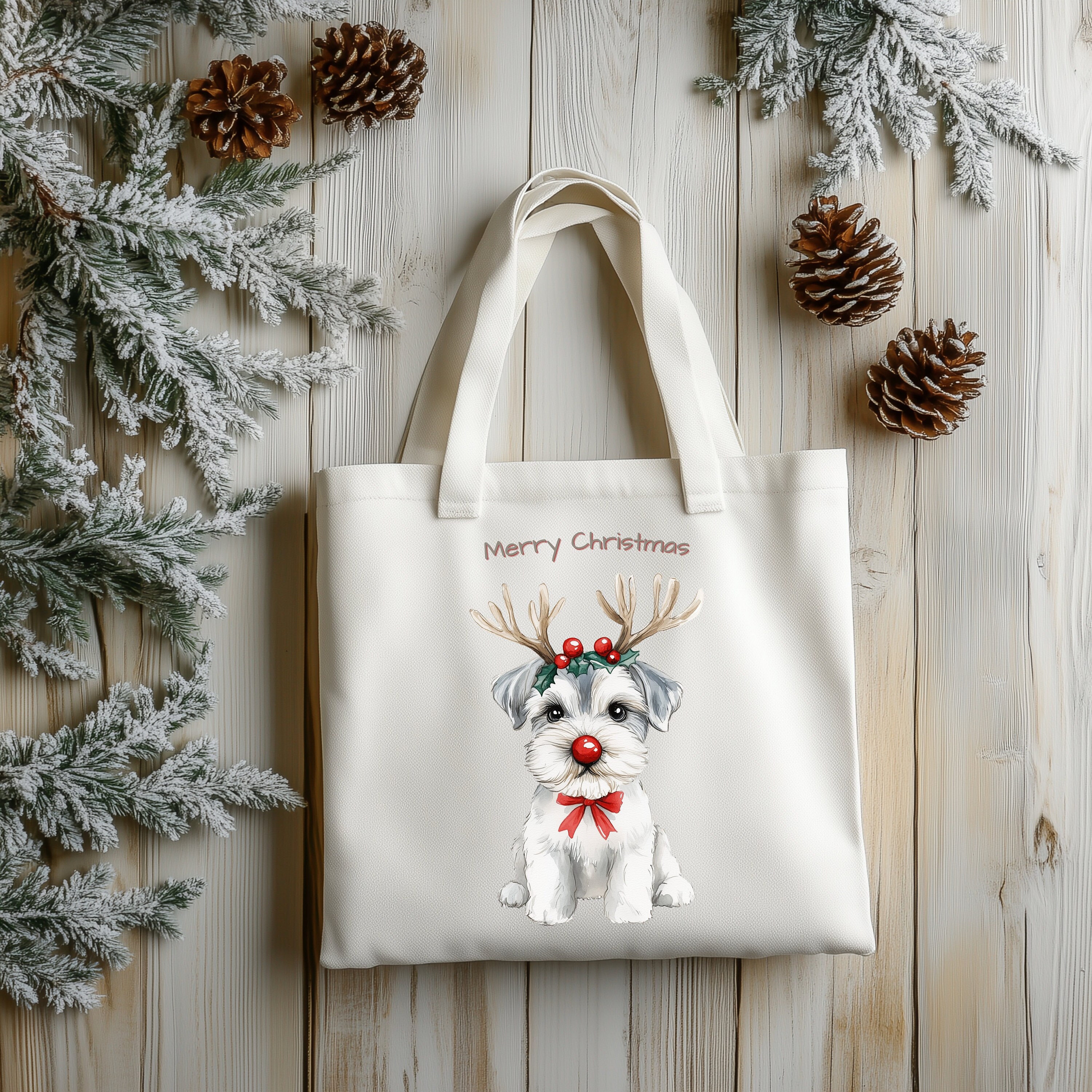 Miniature Schnauzer Puppy,merry Christmas Dog With Reindeer Antlers ...