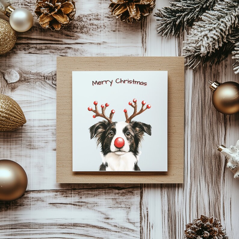 Merry Christmas Border Collie Reindeer Clipart, Holiday Pet Design, PNG ...