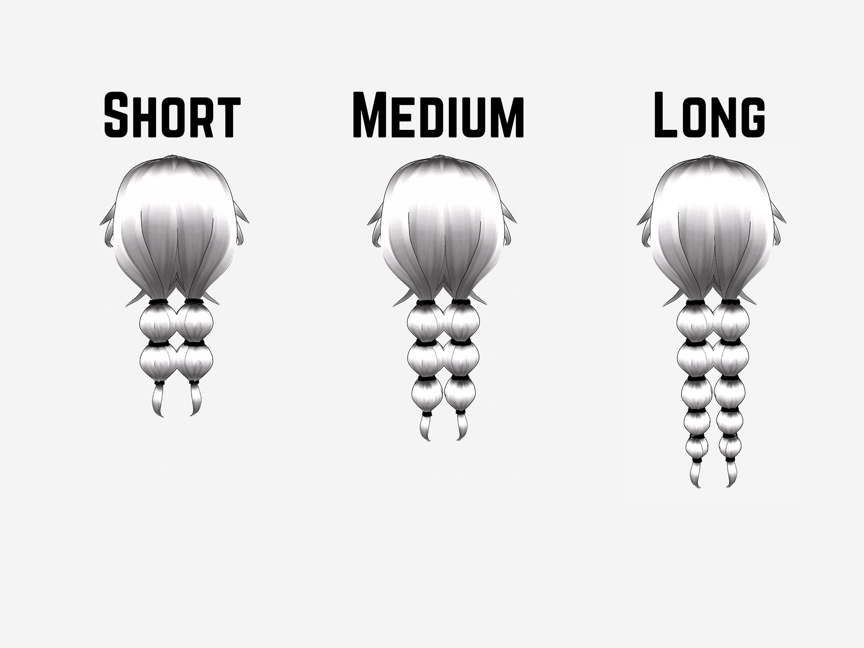 Vroid Bubble Braid Preset W/ Different Lengths and Bangs / Bubble Braid ...