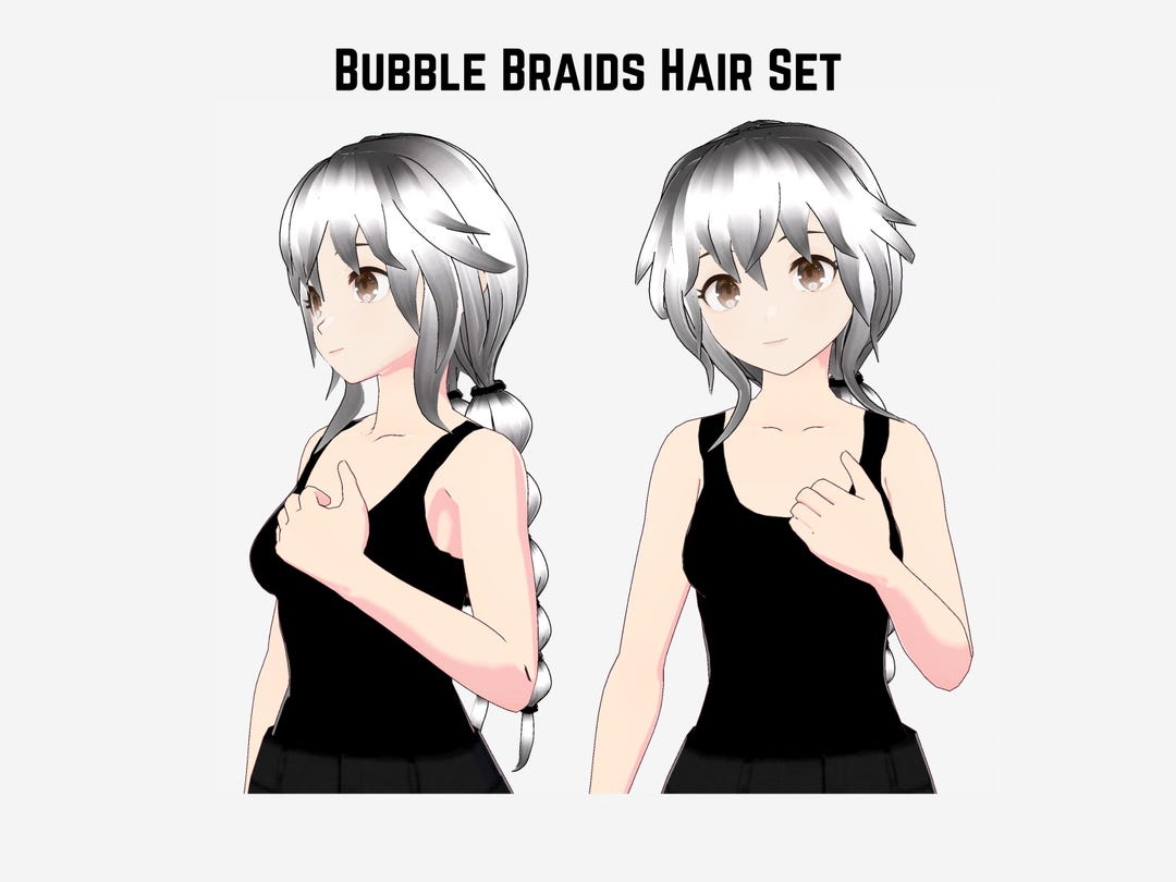 Vroid Bubble Braid Preset W/ Different Lengths and Bangs / Bubble Braid ...