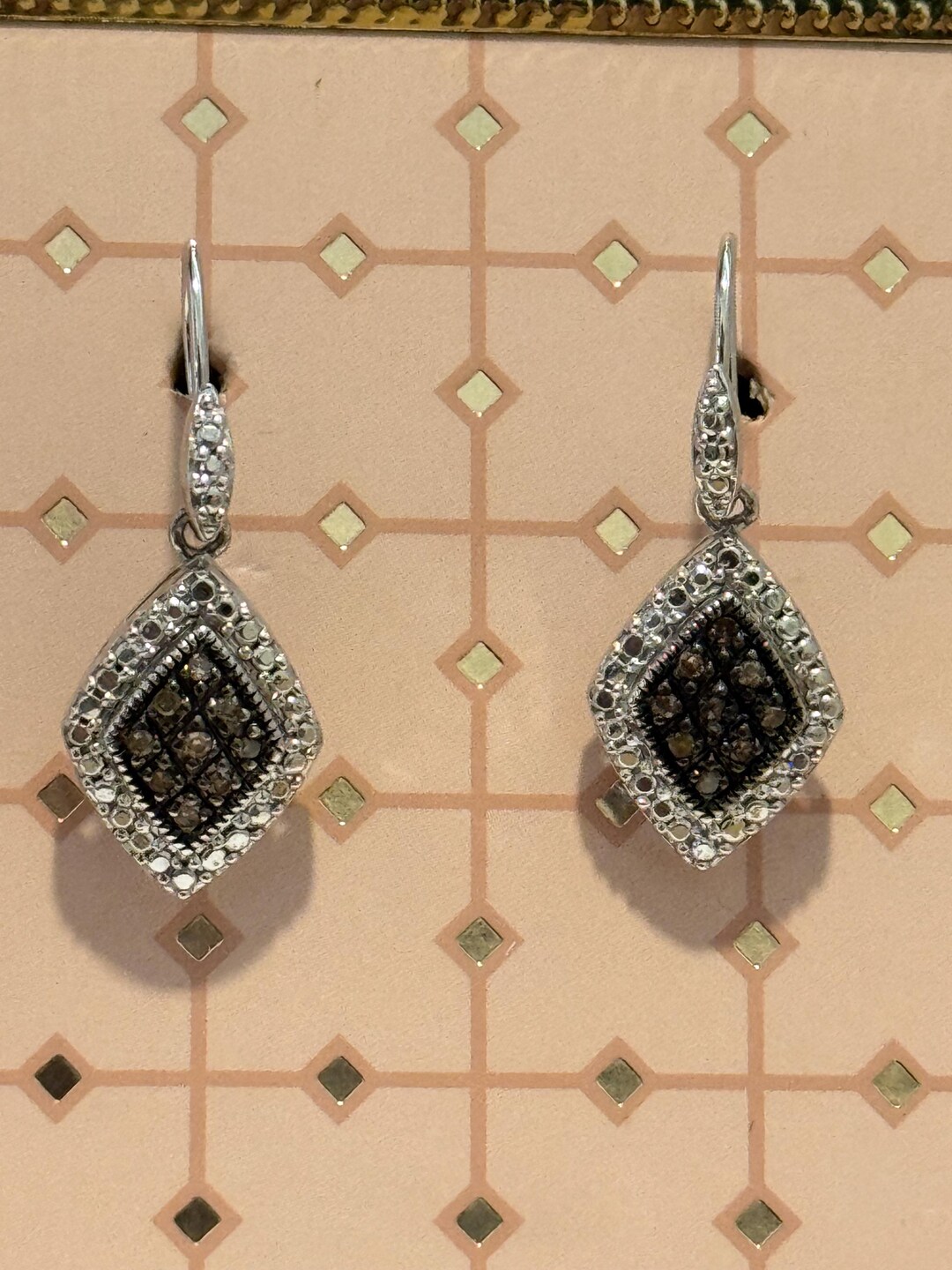 Vintage Mocha Diamond Sterling Silver Drop Earrings - Etsy
