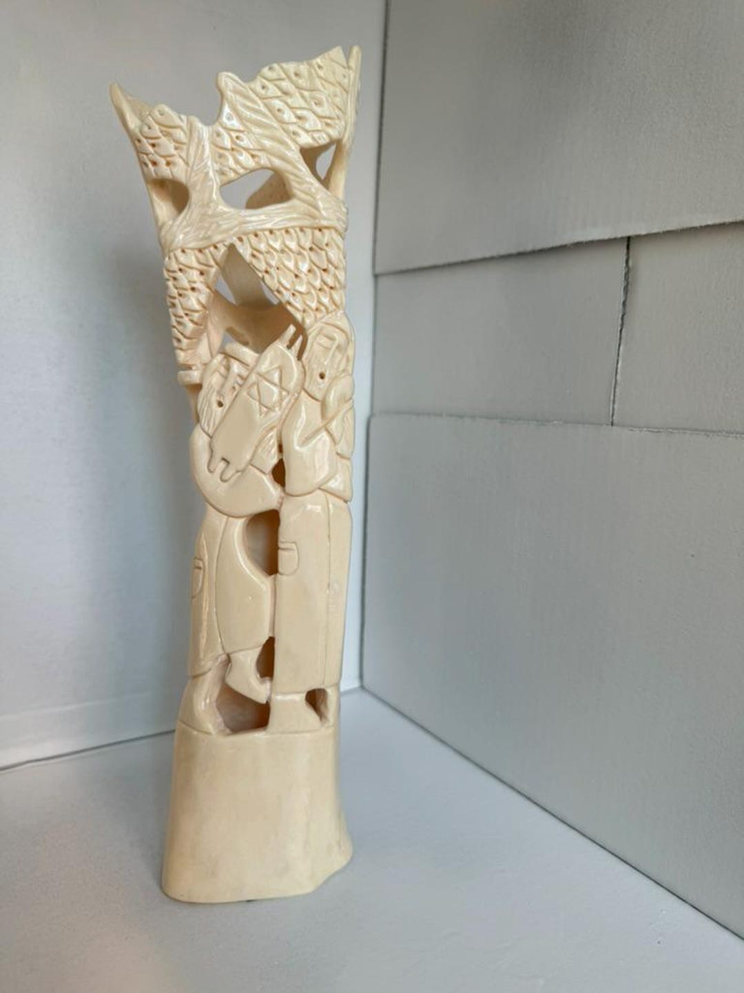 Hand-carved Bone Sculpture | Judaica Art | Torah Scroll Adorned With ...