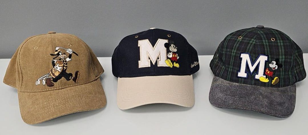 Vintage Disney Embroidered Baseball Caps Set Goofy & Mickey Mouse ...
