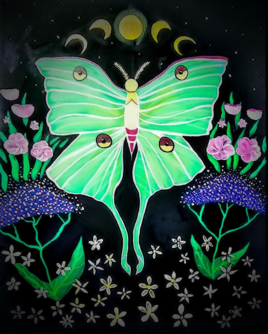 Luna Moth Moon Phases 16x20 Sold by Artist - Etsy