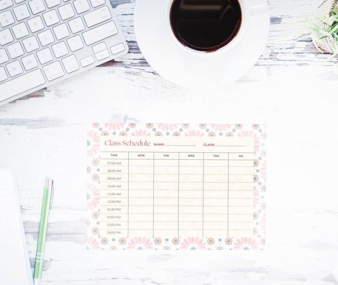 Class Schedule Printable - Custom Printable Planner for Students ...