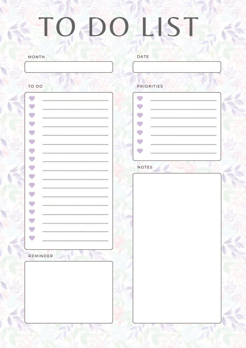 Printable to Do List Pretty Floral Design, Daily Planner, Task ...