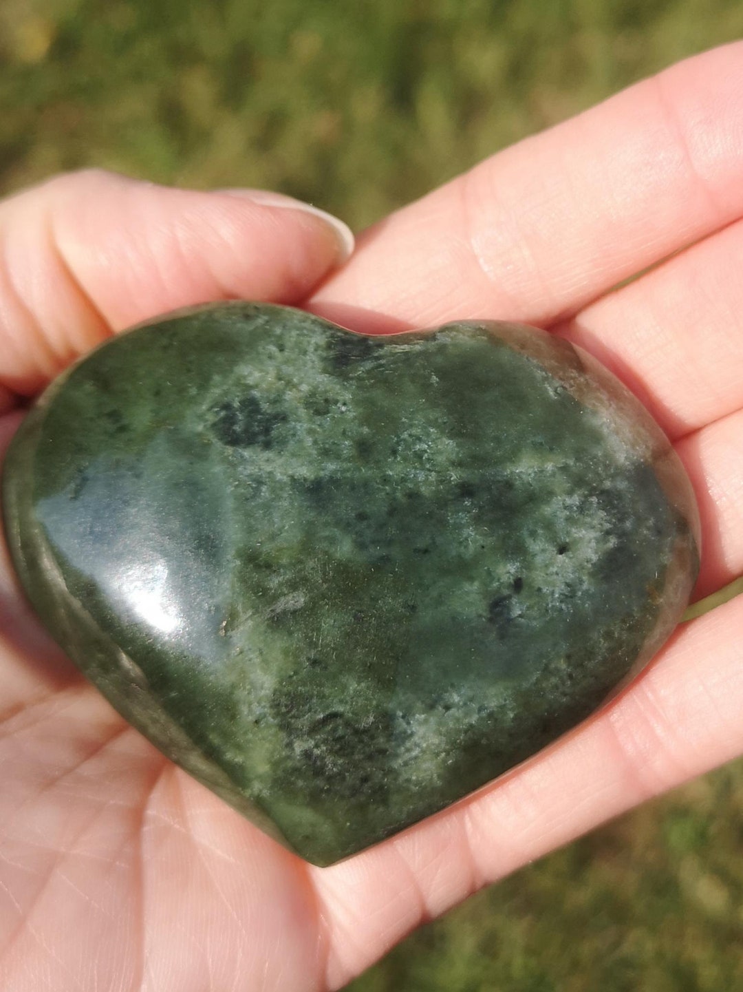 Nephrite Jade Crystal Heart Hand Carved, Jade Worry Stone - Etsy