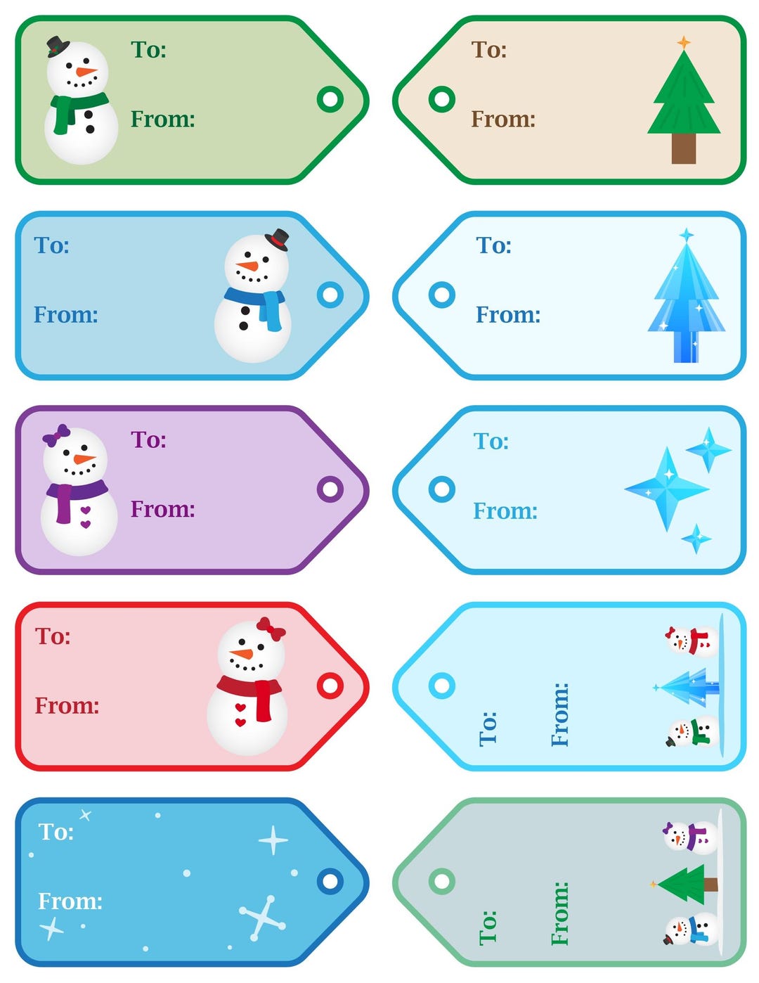 Printable Holiday Gift Tag Stickers Festive, Customizable Designs for ...