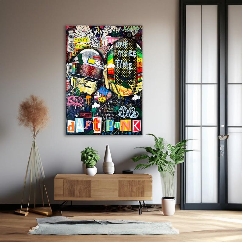 Daft Punk Forever Oil Painting Banksy Style Wall Art Original Painting 100% Hand Painted Pop Art ...