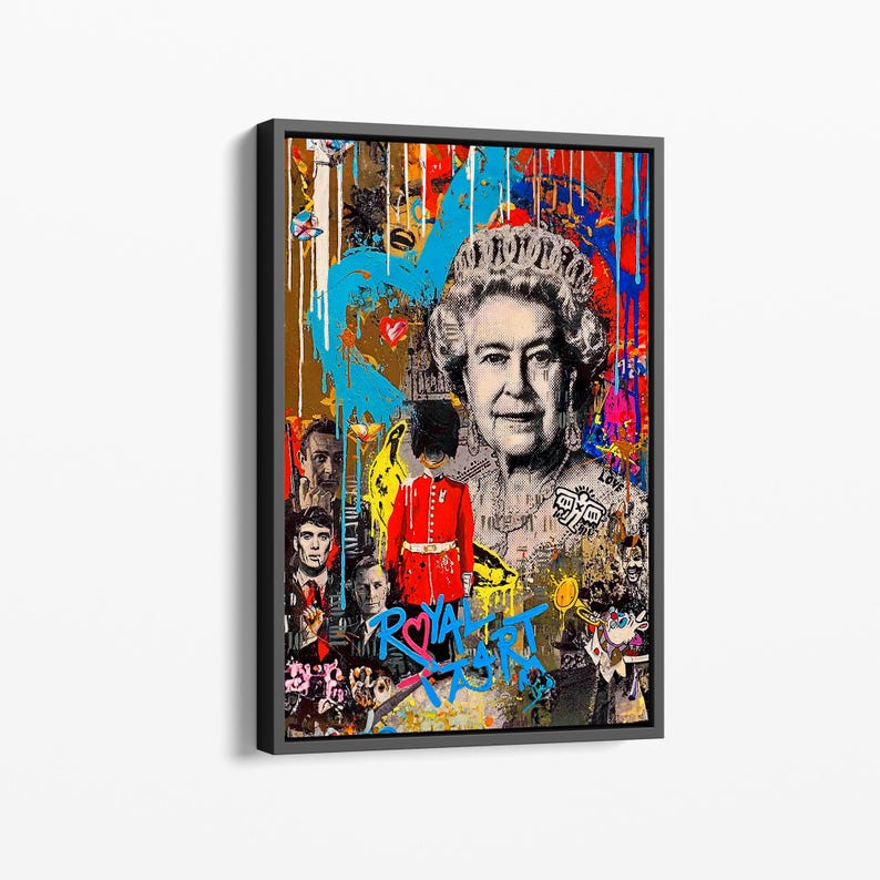 Banksy Queen Elizabeth Graffiti Pop Art Canvas, Banksy Style Pop Art ...